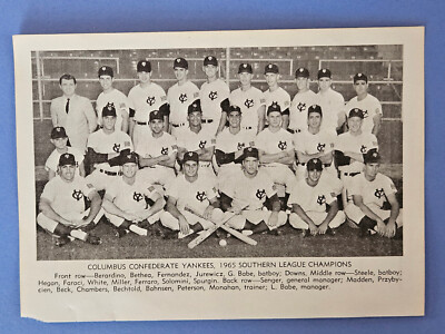 1965 Columbus Confederate Yankees Team Photo 1966 Sporting News 5x7 ...