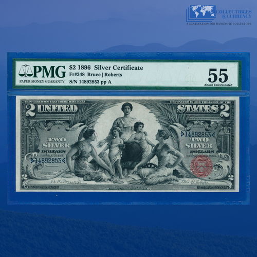 Fr.246 1896 $2 Two Dollar Silver Certificate "EDUCATIONAL NOTE" , PMG ...