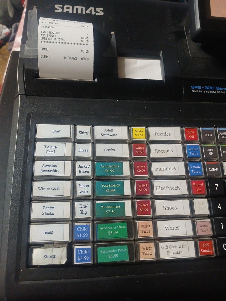 Sam4s SPS-345 Cash Register POS SPS-300 Series w/ Drawer & Keys Tested ...