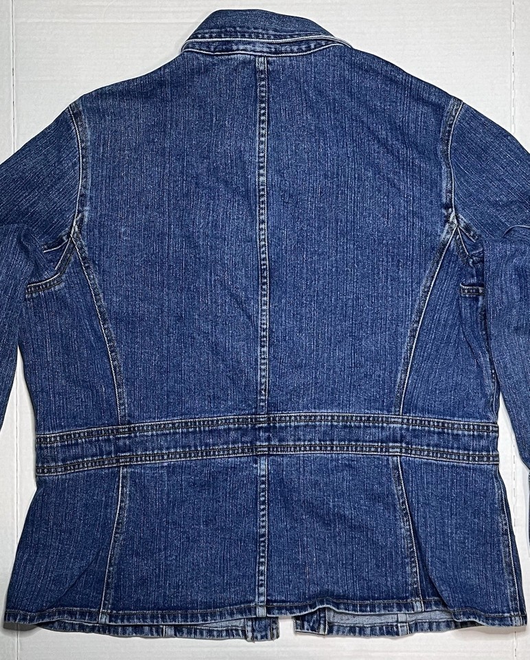Jones Sport Denim Jacket Womens XL Stretch Medium Wash Chore Style | eBay
