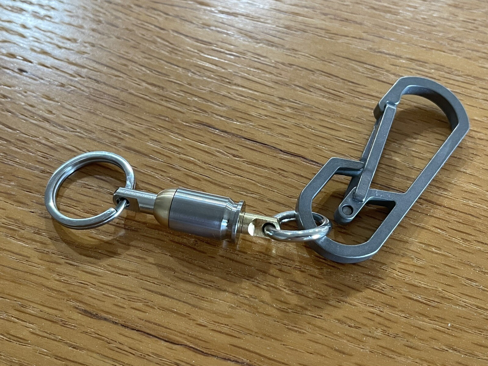 Titanium EDC Carabiner, Keychain Key Ring, Titanium/ Brass Bullet Bead ...