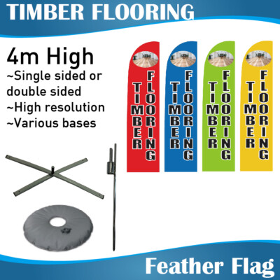 4m Outdoor TIMBER FLOORING Flag Banner Feather Flag with Base | eBay ...