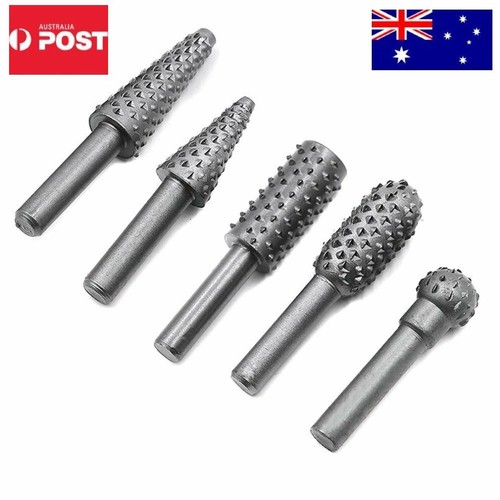 5pcs Shank Rotary Rasp Burr Set Drill Bits Wood Carving Woodworking ...