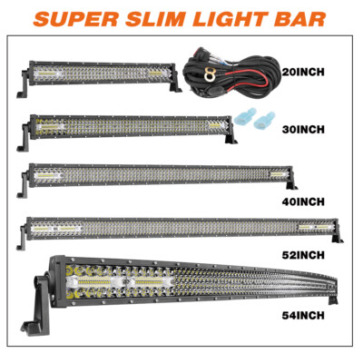 Quad Row LED Light Bar 20" 30" 40" 50" 54" Spot Flood Combo Driving ...