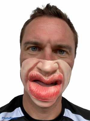 Big Lips Mask Half Face Jagger Pout Fat Lip Kiss Halloween Accessory ...