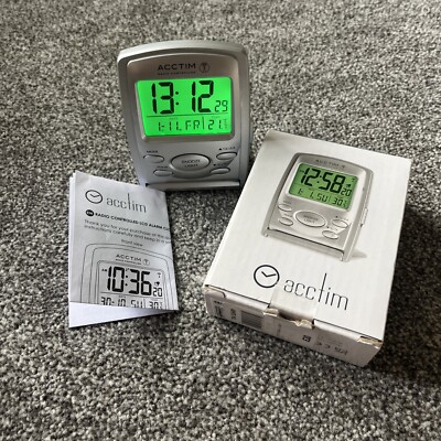 Acctim Vista Digital Travel Alarm Clock Radio Controlled Date & Temp ...