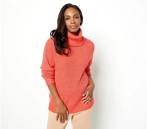 Candace Cameron Bure Cozy Relaxed Turtleneck Sweater-Cherry Red-XXXS A462090 | eBay