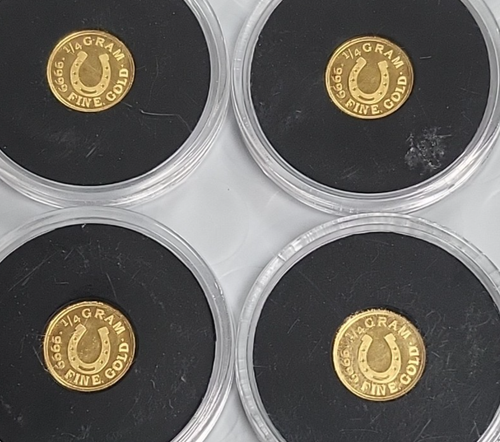 Lot of 4 1/4-gram .9999 fine Gold Round - Horseshoe - in capsule AA134 ...