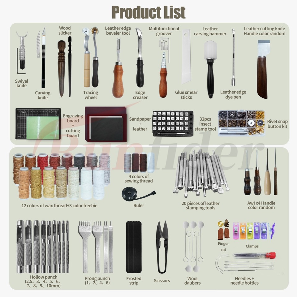 588PCS Professional Leather Working Tool Set, Tools for Leather Craft ...
