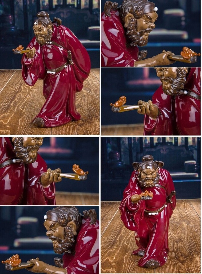 12" Pottery Zhong Kui Statue Chinese Porcelain Devil Catcher Feng Shui ...