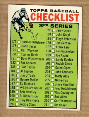 1964 TOPPS CHECKLIST #188 3RD SERIES 177-264 NRMT | eBay