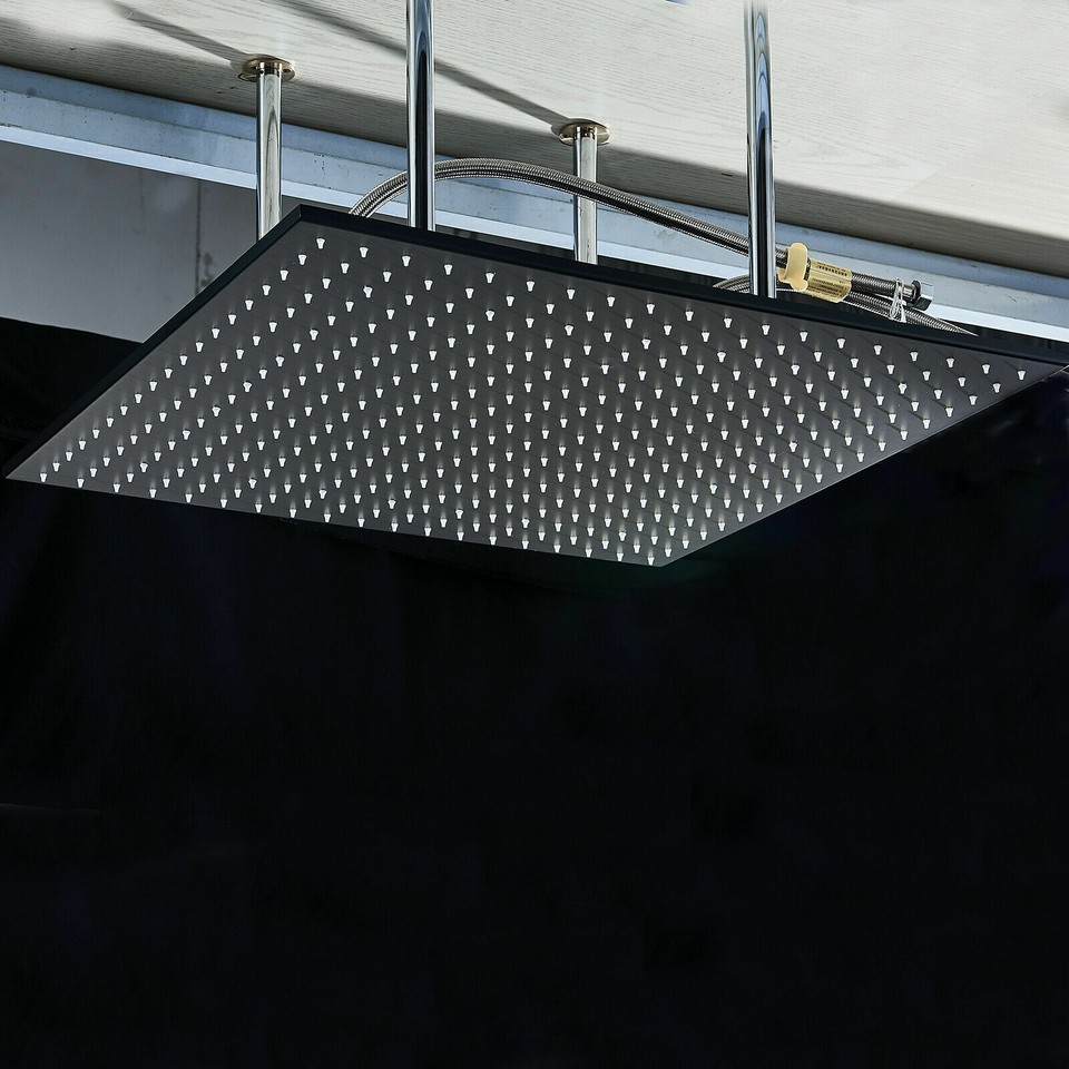 LED Rainfall Large Shower Head High Pressure Ceiling Mounted Overhead ...