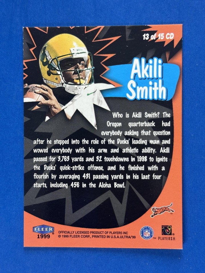 1999 Ultra Caught in the Draft #13 CD Akili Smith Cincinnati Bengals ...