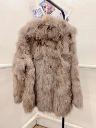 Real Fur Fox Fur Coat Women's Lapel Short Gray Fur Coat Young Jacket ...