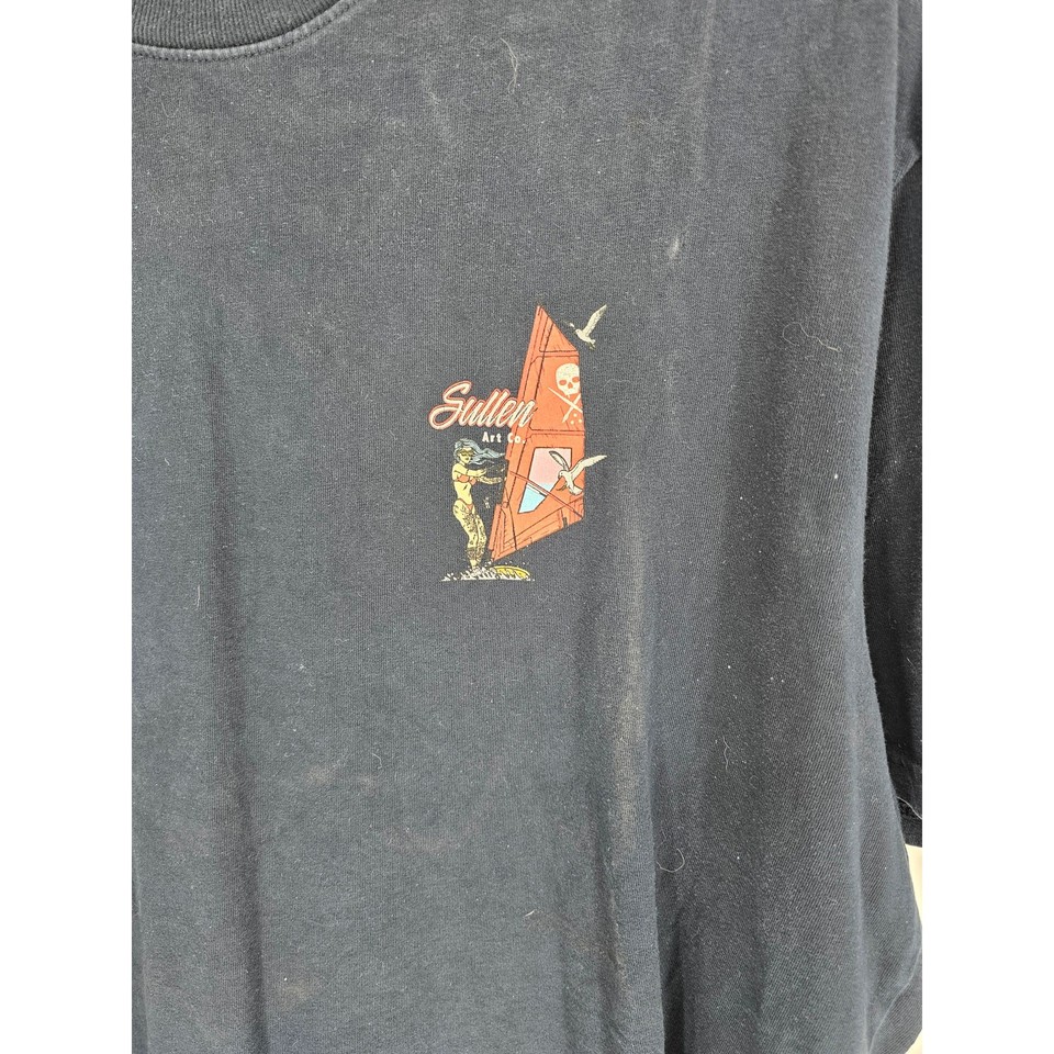 Sullen Art Co Mens Sz XXL Short Sleeve T Shirt Pinup Girl Sailing Blue ...