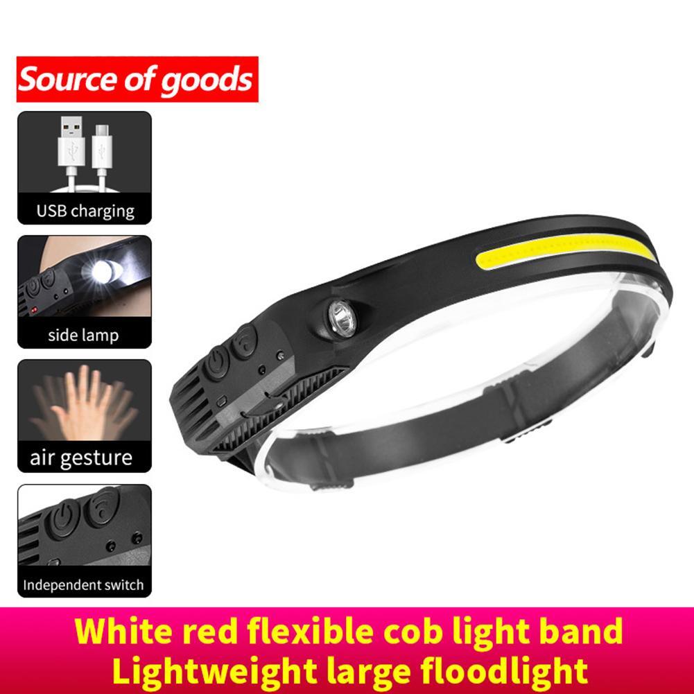 COB LED Sensor Headlight Flashlight Outdoor Camping Riding Work Light ...
