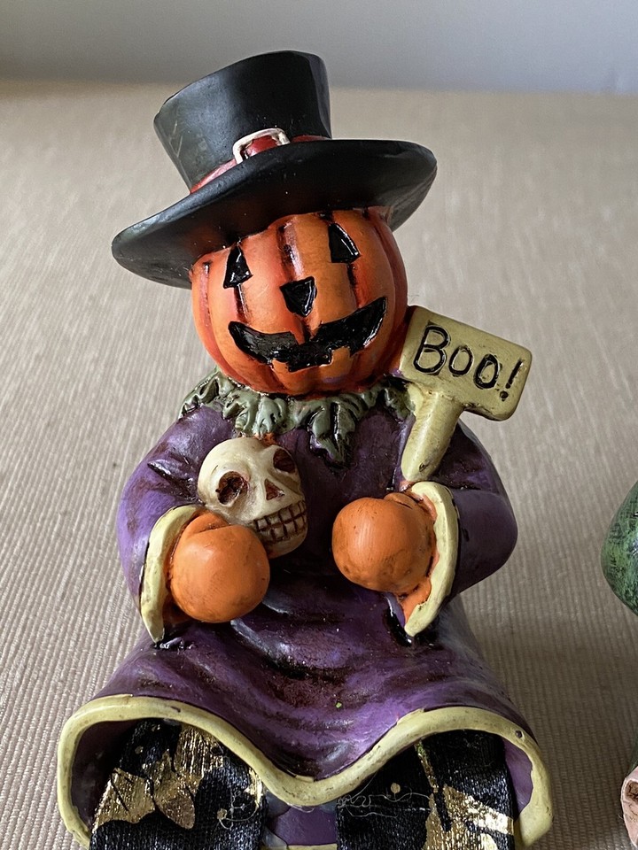 Halloween Pumpkin And Ghost Shelf Sitters Resin Boo Lantern Jack O ...
