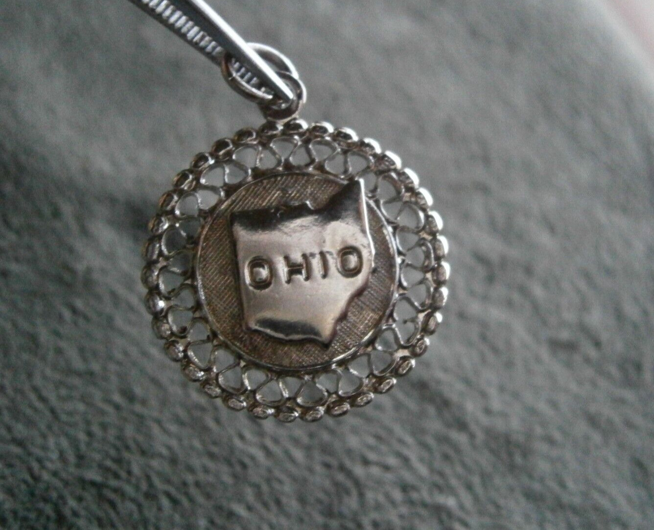 Ohio State Map Vintage Ornate Sterling Silver Charm P… - Gem