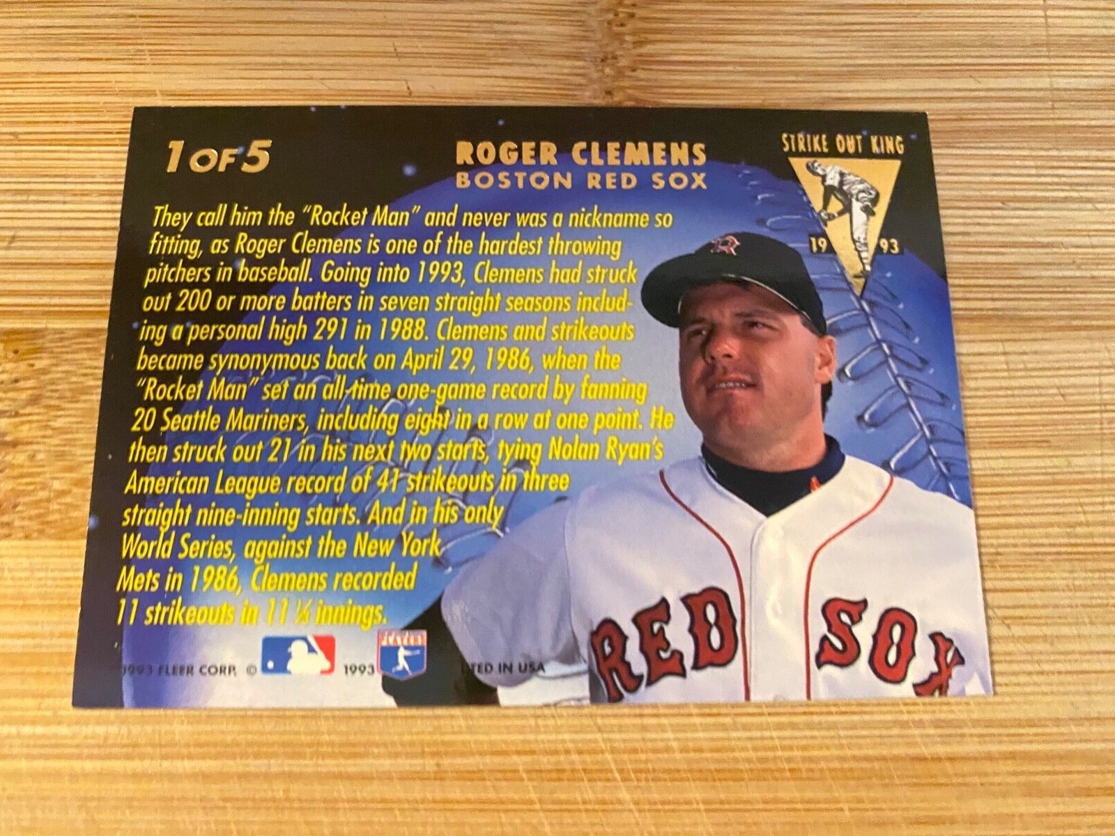1993 Fleer Ultra Strike Out King Roger Clemens Card #1 of 5 Boston Red ...