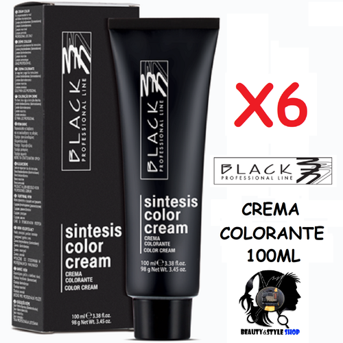 6 PEZZI COLORE TINTA CAPELLI BLACK PROFESSIONAL LINE SINTESIS COLOR ...