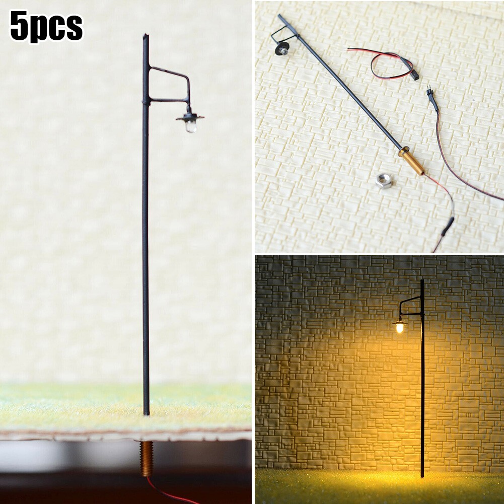 5 Complete Lights HO Light Model Train Railroad Station 5 X LED Street ...
