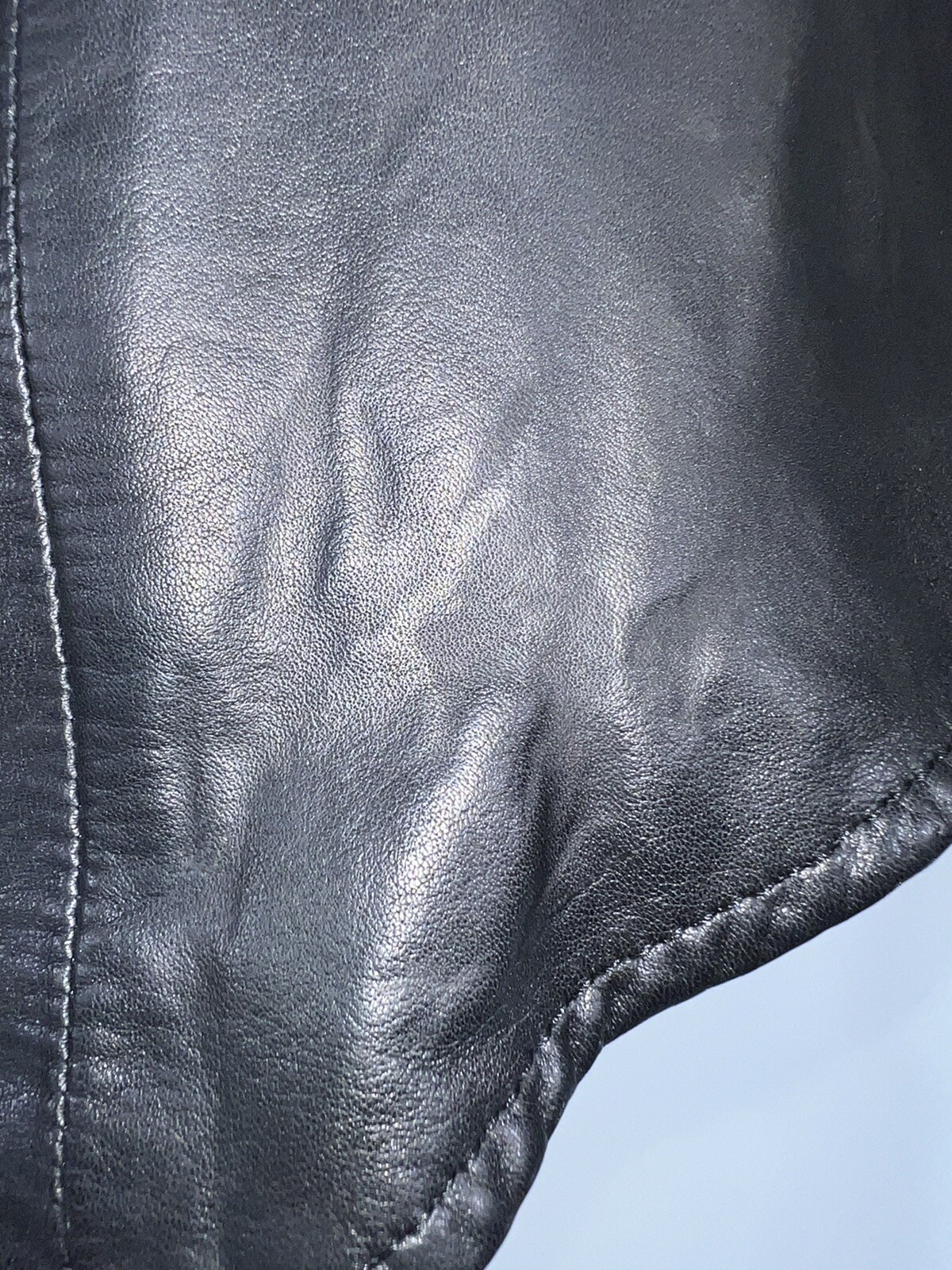 VTG LEATHER PELLE CUIR TOP PUNK GOTH NEW WAVE BIKER W… - Gem