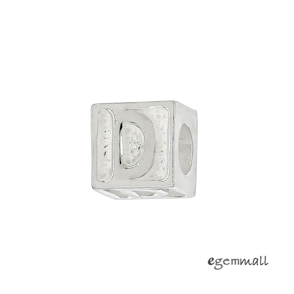 1 Sterling Silver Alphabet Initial Letter Cube Charm Bead Fit European ...