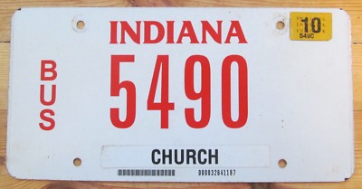Indiana 2010 CHURCH BUS License Plate NICE QUALITY # 5490 | eBay