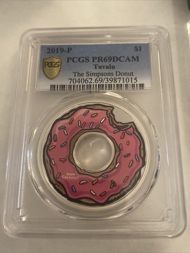 PCGS69 DCAM The Simpsons 1oz Silver Proof Donut Coin 2019 Tuvalu RARE Grails | eBay