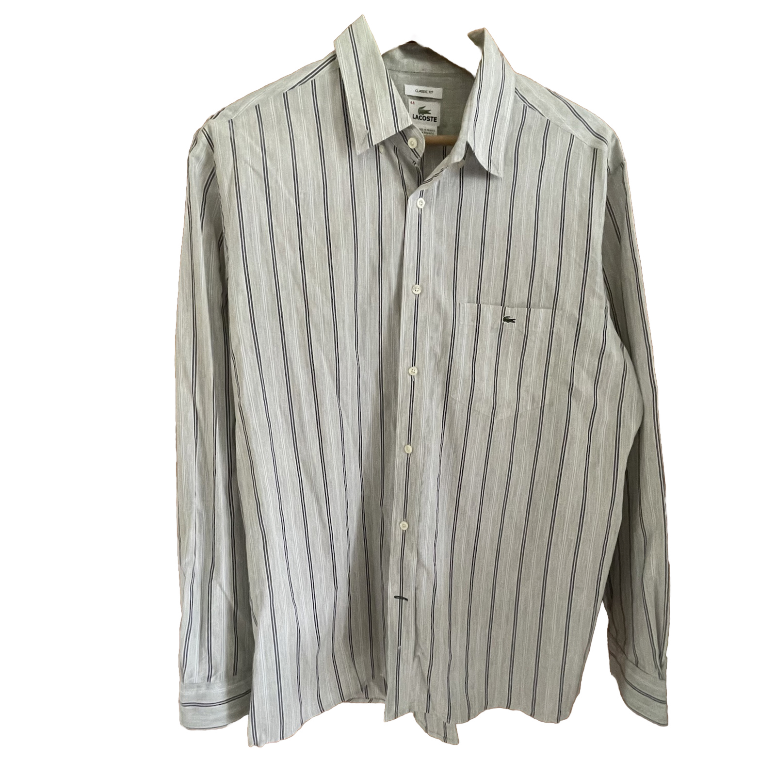 Lacoste Men’s Logo Dress Shirt 100% Cotton Size 44 - Gem