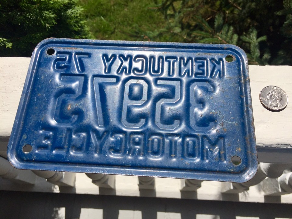 vintage motorcycle licence plate Cobalt Blue & White Kentucky | eBay