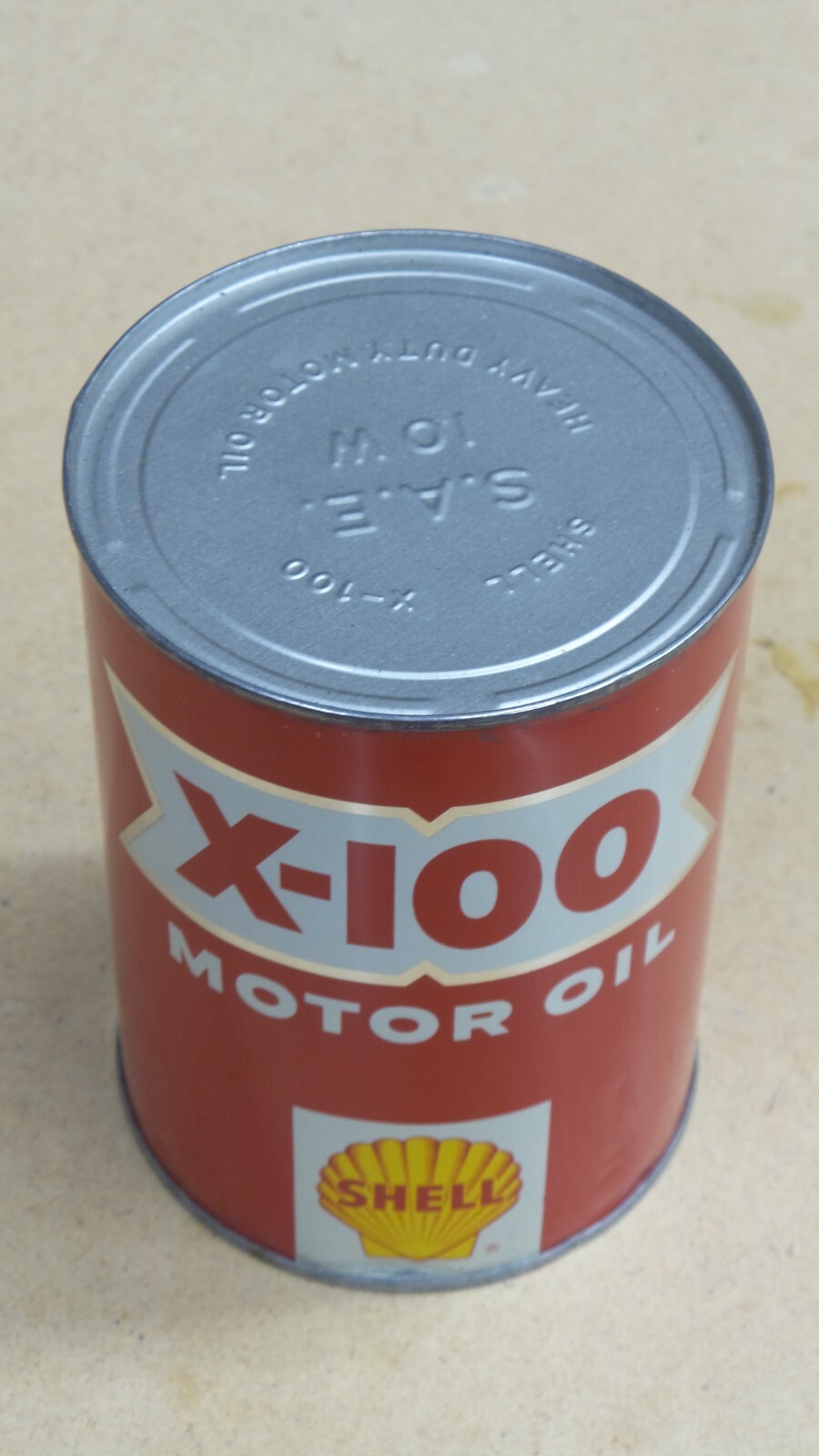 Original Vintage Shell X-100 One Quart Motor Oil Can Metal Gas Sign ...
