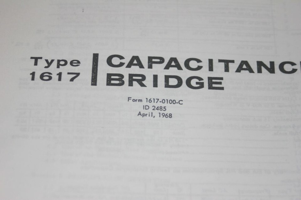 Genrad 1617 Capacitance Bridge Instruction Operating Guide Manual ...