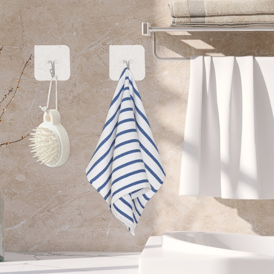 8pcs Strong Adhesive Wall Hook Transparent Seamless Stick Hook Kitchen ...