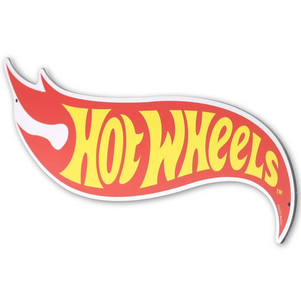 Mattel Hot Wheels Classic Flame Logo Metal Sign - Small Hot Wheels Wall ...