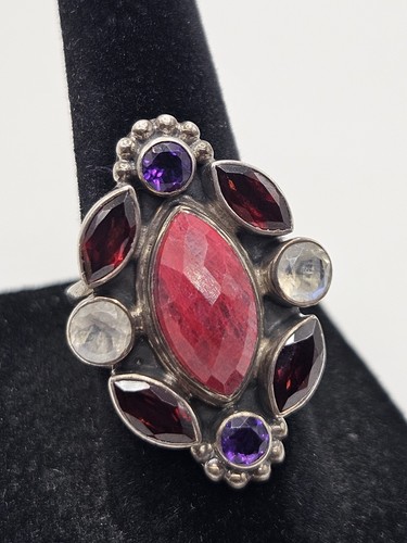 Nicky Butler NK Sterling Silver Multi Gemstone Chunky Ring Sz 7 Garnet ...