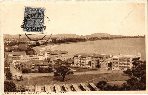 PC INDIA BOMBAY BACK BAY FROM MALABAR HILL, Vintage Postcard (b52803 ...