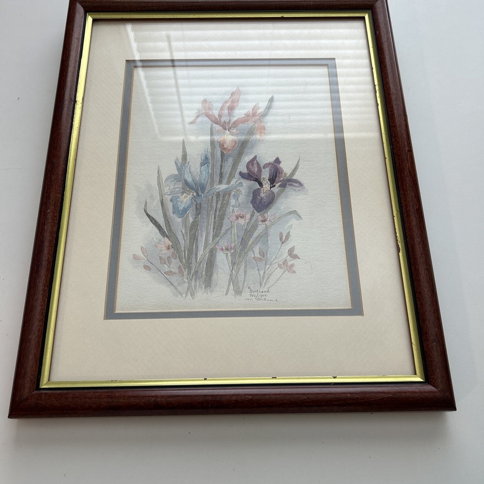 Mary Vincent Bertrand Signed Floral Lithograph Gold Framed 13” x 16 ...