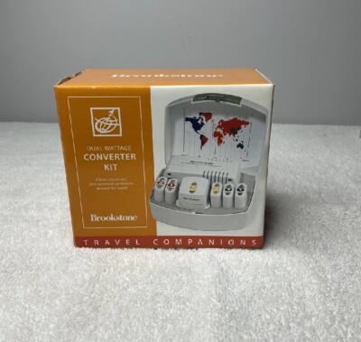 Brookstone Dual Wattage Converter Kit Travel Voltage Adapter Plugs 1800 ...
