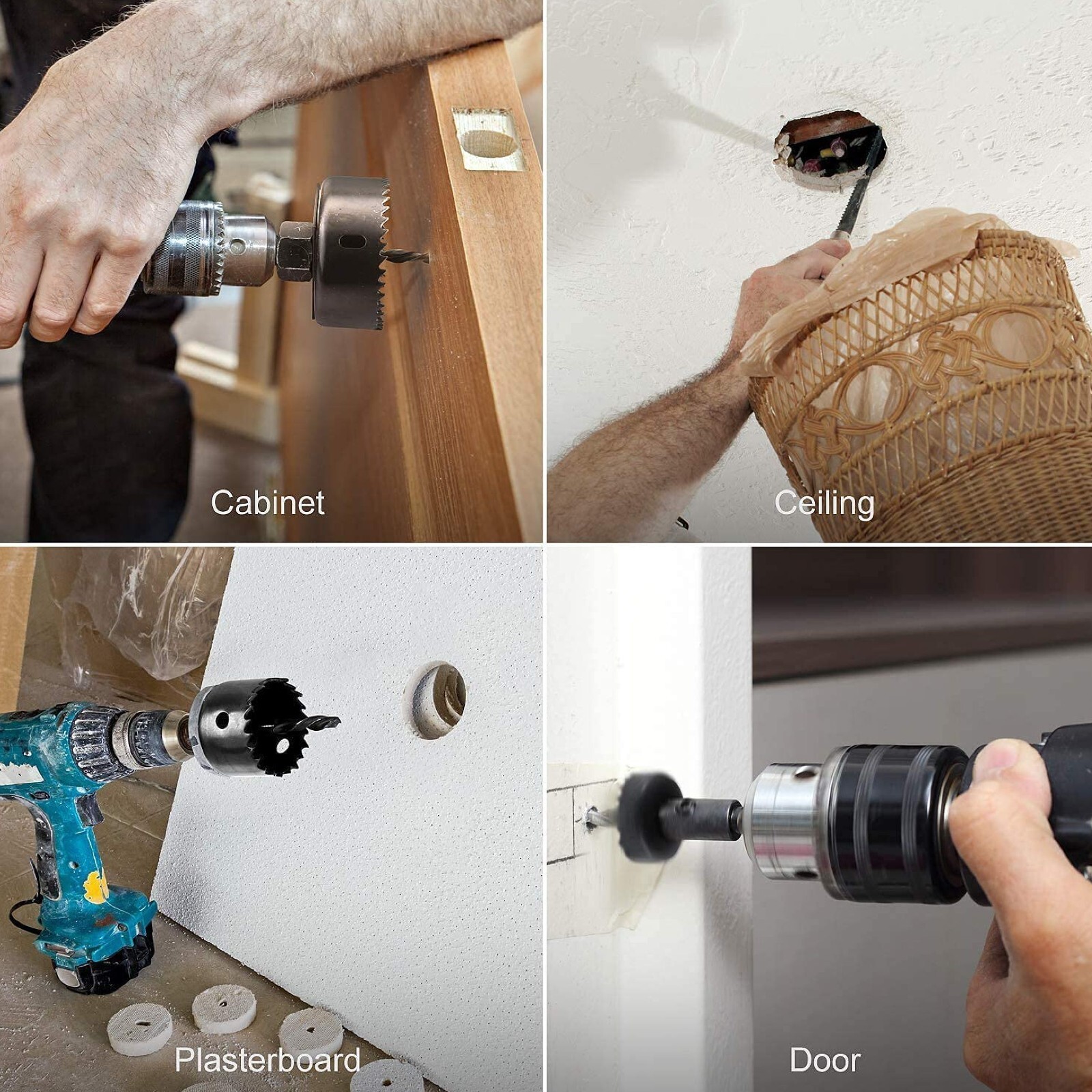 Wood Hole Saw CUTTER SET Round Circular Drill Cutting Case Kit Metal ...