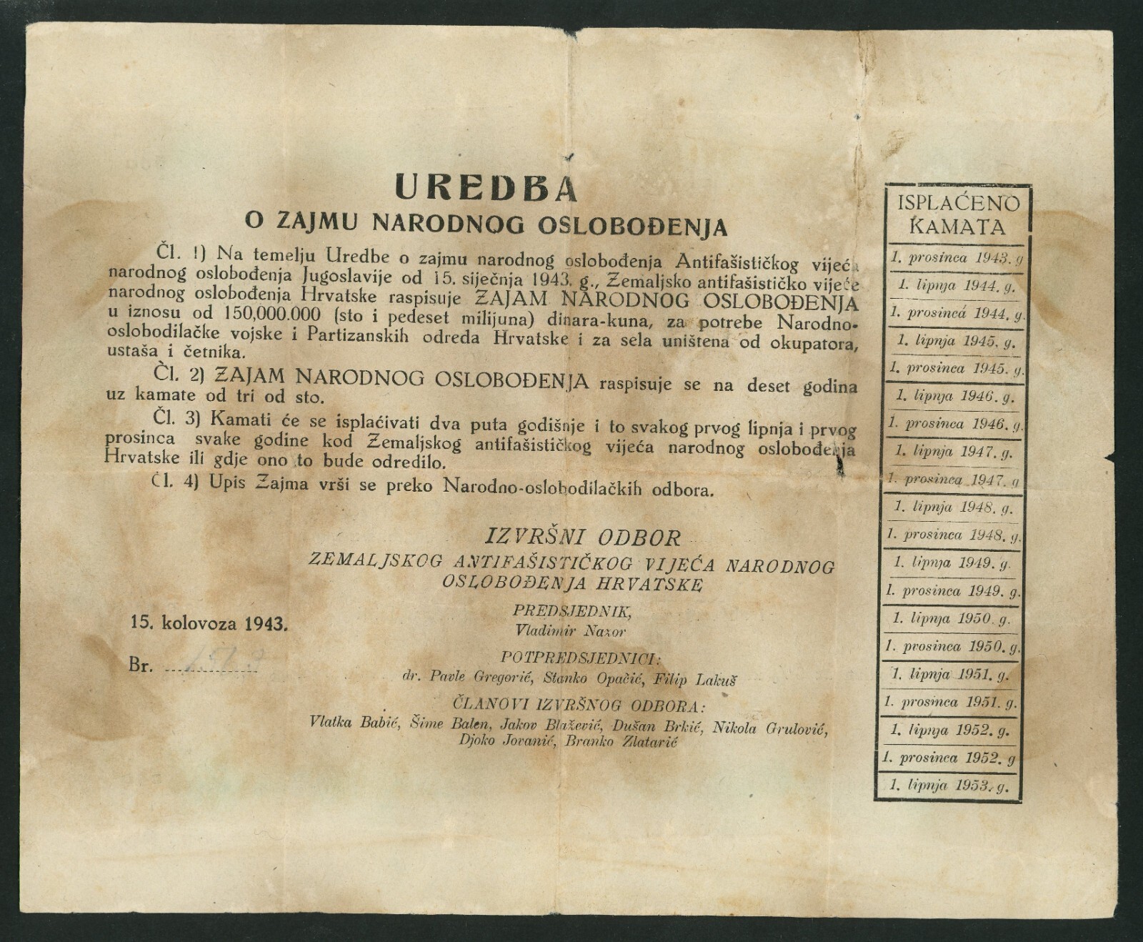 🔴YUGOSLAVIA 500 Dinara = Kuna 1943 VG/F WWII - CROATIAN PARTISANS🔴VERY ...