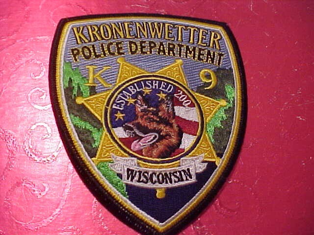KRONENWETTER WISCONSIN K-9 POLICE PATCH SHOULDER SIZE UNUSED | eBay