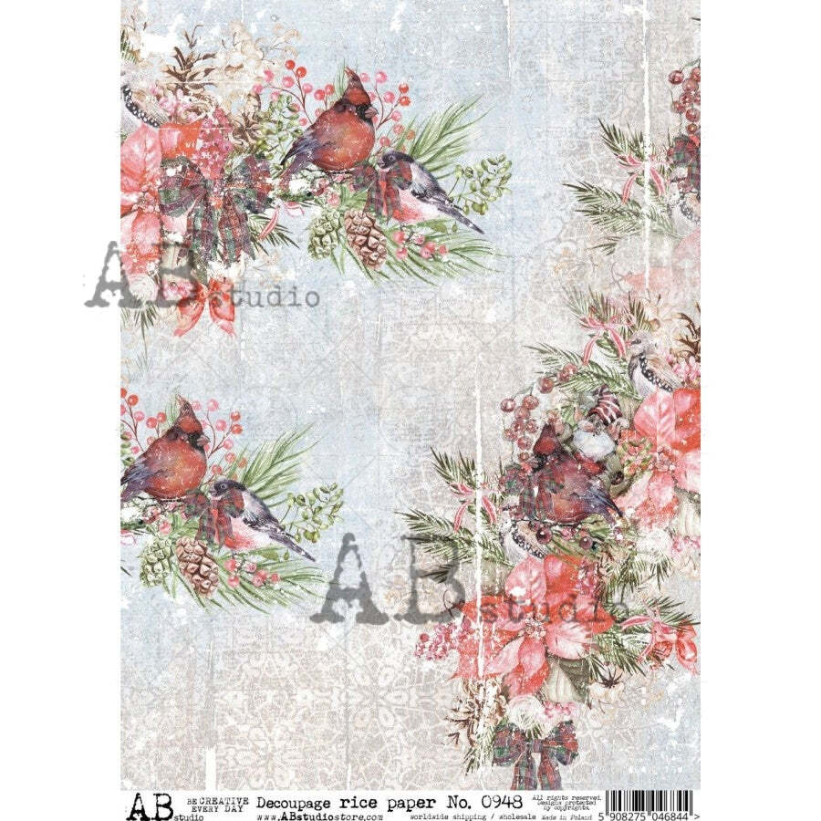 Winter Cardinals | A4 Rice Paper | Paper for Decoupage | AB Studios | eBay