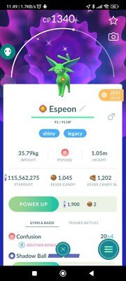 Pokemon Shiny Espeon Legacy ( Shadow Ball ) Go | eBay