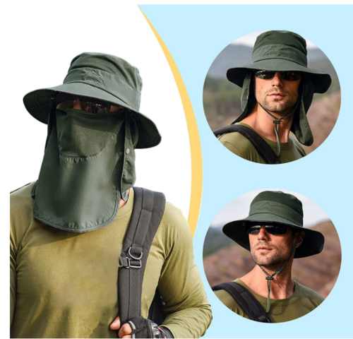 Wide Brim Sun Hat UV Protection Bucket Cap For Hiking Camping Fishing ...