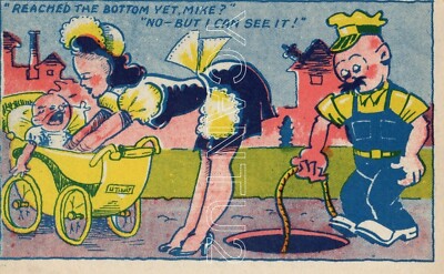 Comic / Seaside Humour Postcard Used Vintage 40's "Reached the Bottom ...