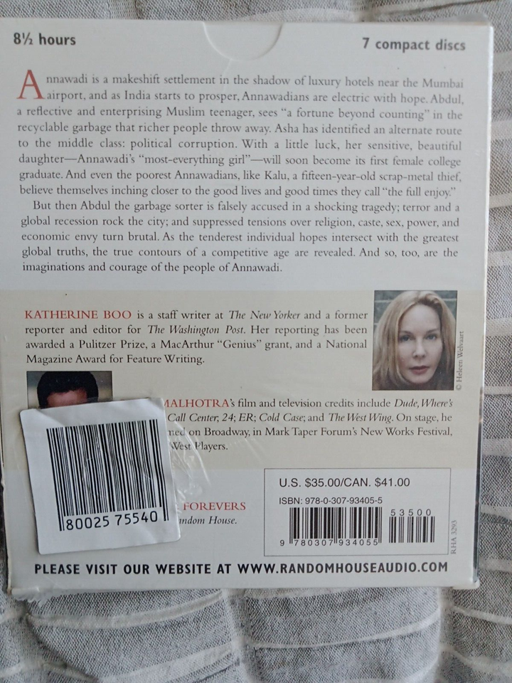 BEHIND THE BEAUTIFUL FOREVERS KATHERINE BOO AUDIO BOOK NEW SEALED 7 CD ...