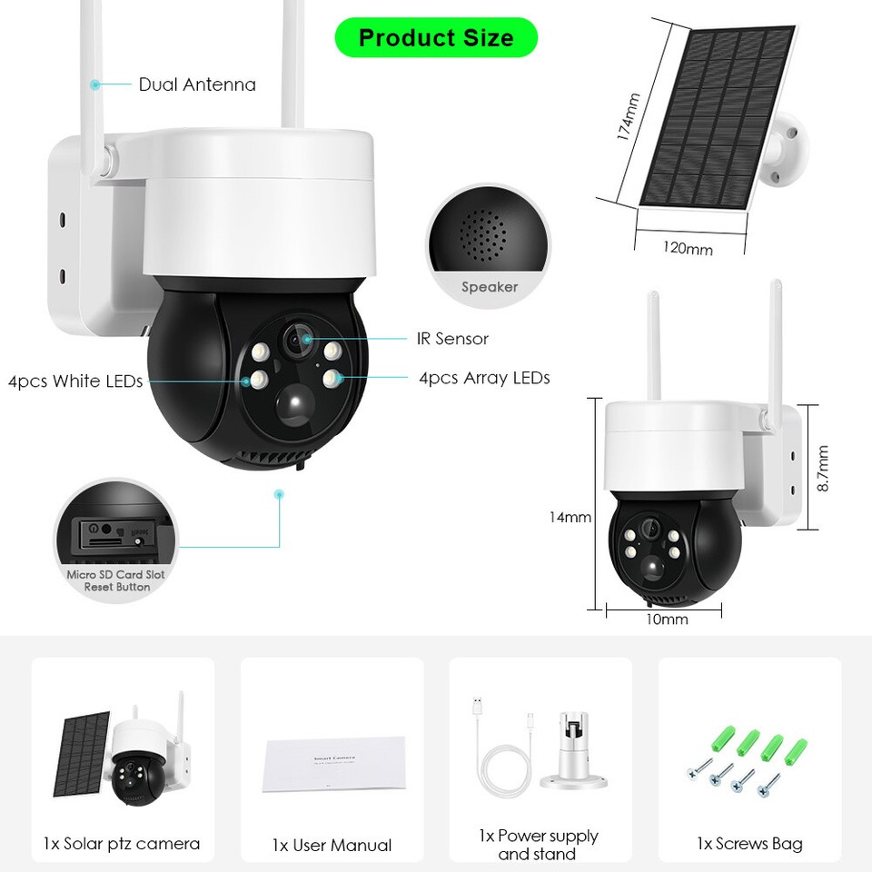 4PC Camara De Seguridad Para Casa Exterior Vigilancia WiFi 1080P ...