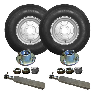 Trailer Axle Set 2 x Hubs 2 x Square Stub Axles 2 x 10" 4PR Wheels ...