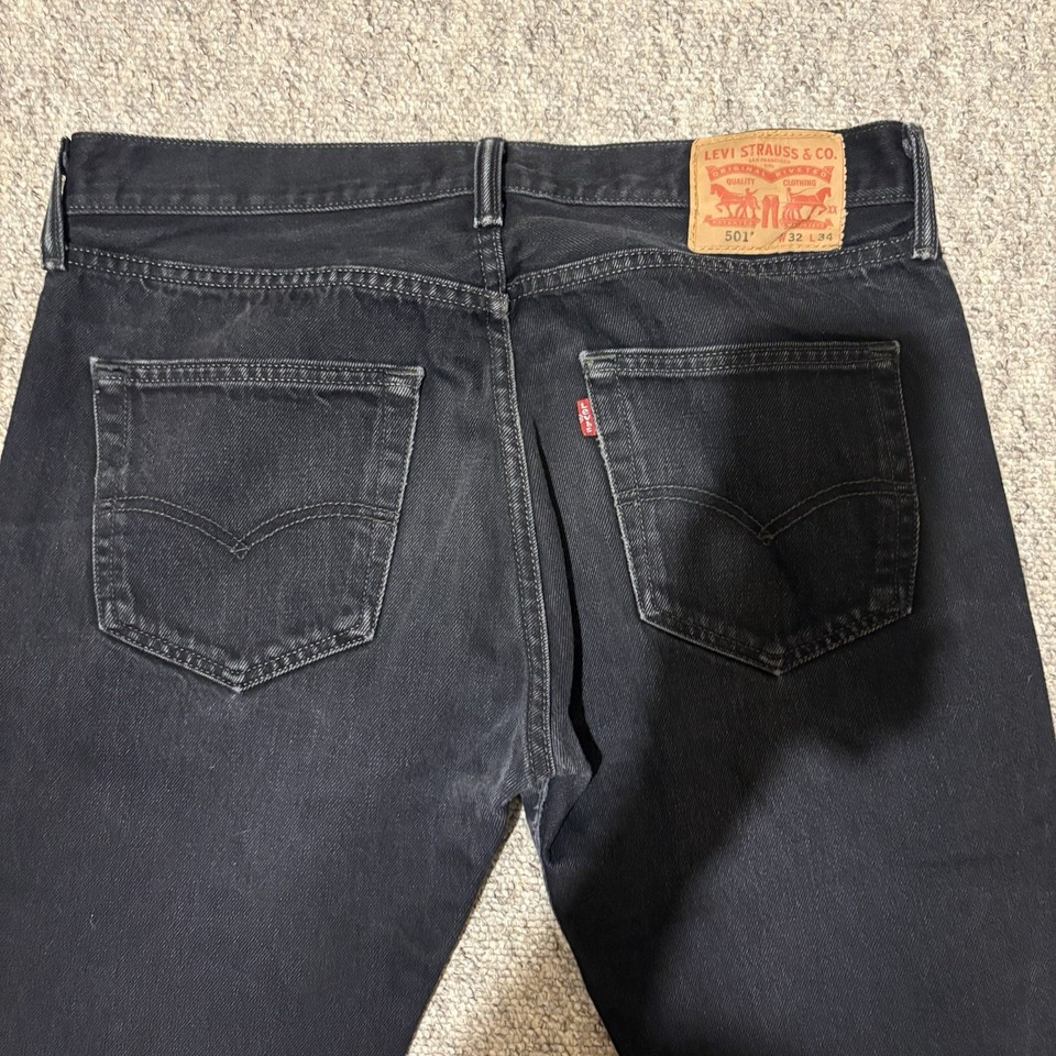 Men’s Levi’s 501 Black Straight Leg Jeans - Size W32 L34 | eBay UK